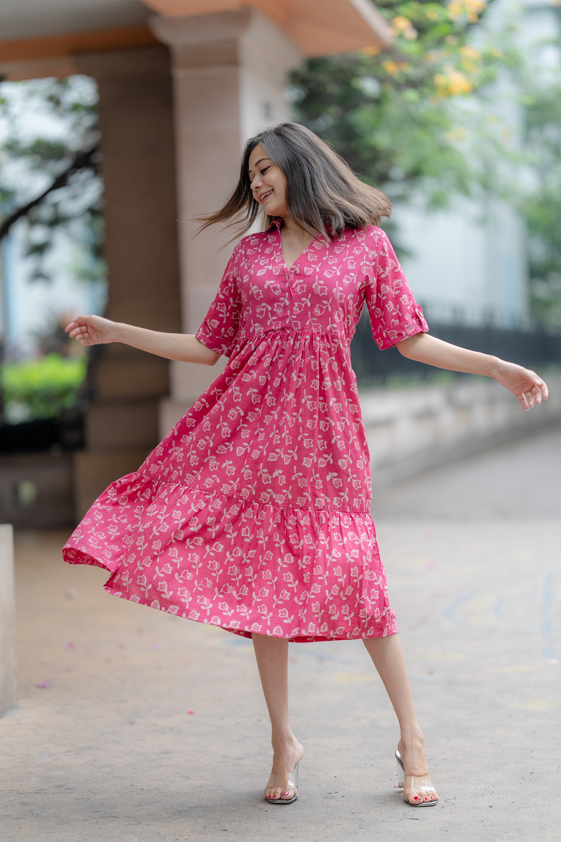 Lotus Fit-and-Flare Collared Dress – Nuchic